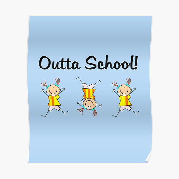 "Outta School Happy Cartwheel Girl Graduation Color" Poster by ...
