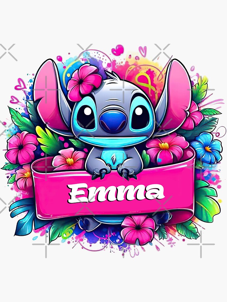 "Stitch Emma name" Sticker for Sale by OverTimeBGD | Redbubble