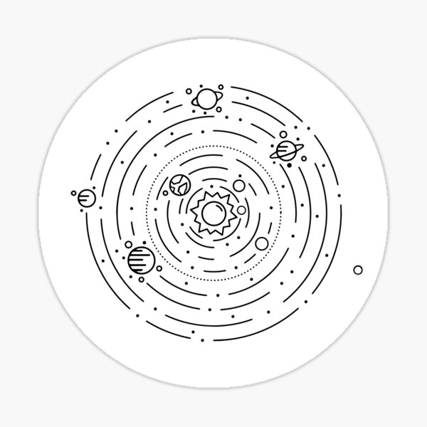 "Solar System Line Art Chart Graphic" Sticker for Sale by astralprints ...