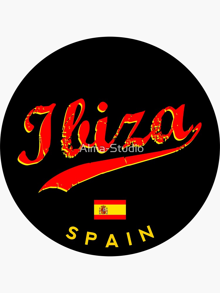 "Ibiza Spain, Ibiza sticker, Ibiza tshirt, black circle " Sticker for ...