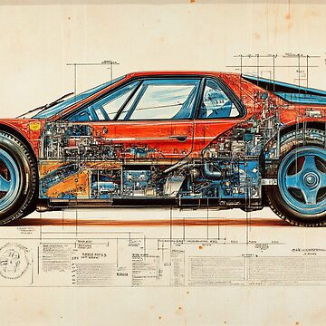 ""Blueprint of Speed: Vintage Soviet Sports Car – Detailed Mechanical ...