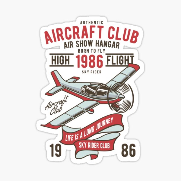 "Retro Wings : Born to Fly" Sticker for Sale by Pujo Design | Redbubble