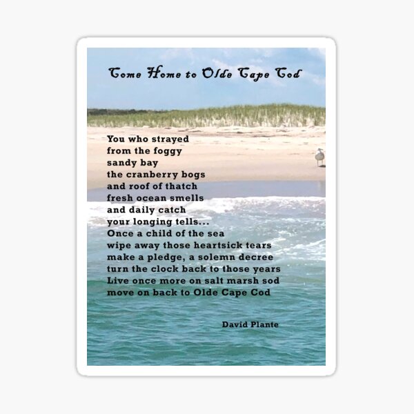 "Come Home to Olde Cape Cod Poem" Sticker for Sale by BumpsRYC | Redbubble
