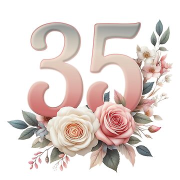 "35th Birthday, floral, number 35, girl’s, woman's" Sticker for Sale by ...
