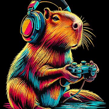 "Capybara Gaming - Funny Gamer Capybara Design" Art Board Print for ...