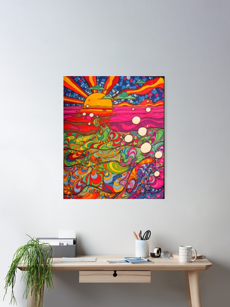 "Psychedelic Trippy Hippy Colorful Illustration" Poster for Sale by ...