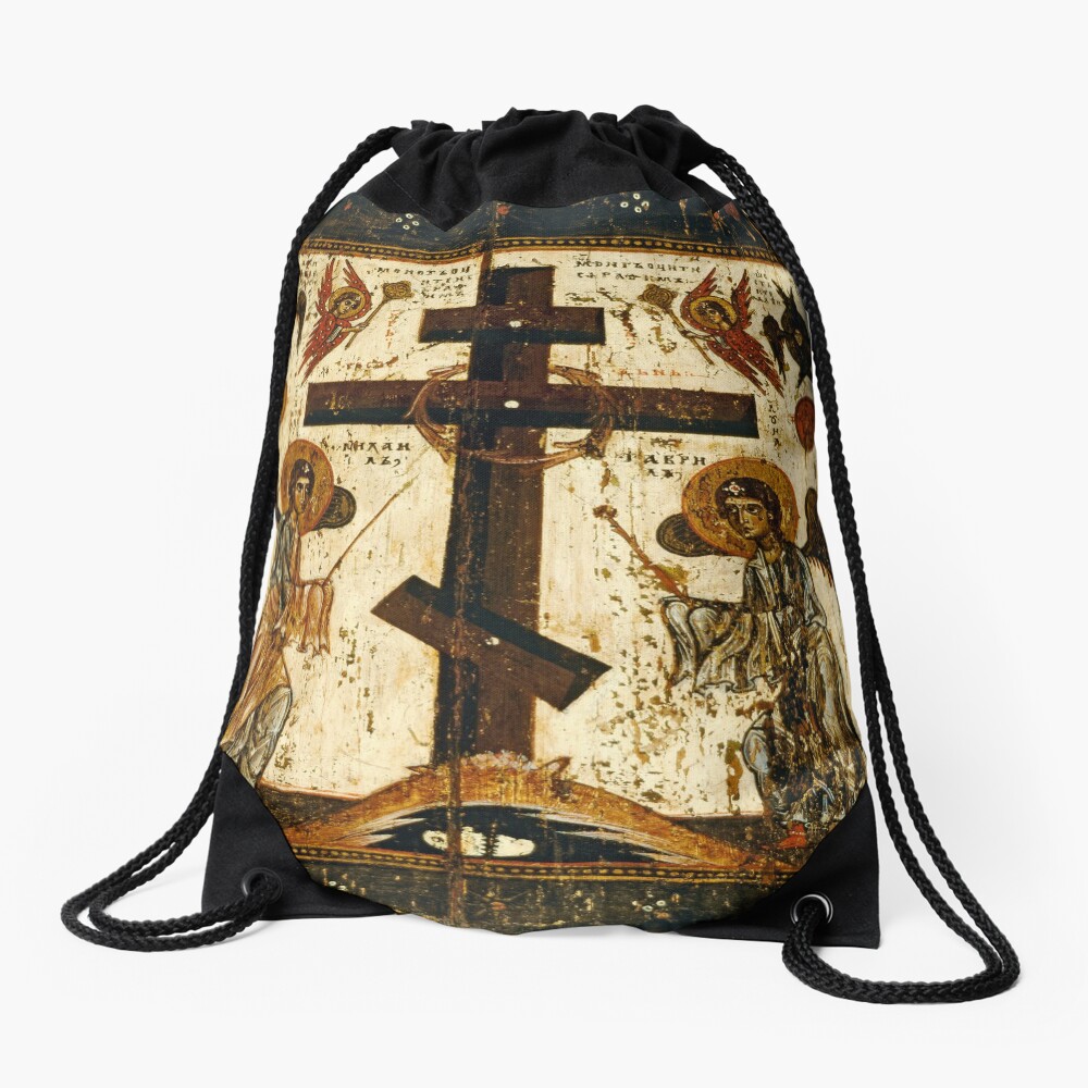 "Orthodox Icon Angels Venerating the Cross" Drawstring Bag for Sale by ...