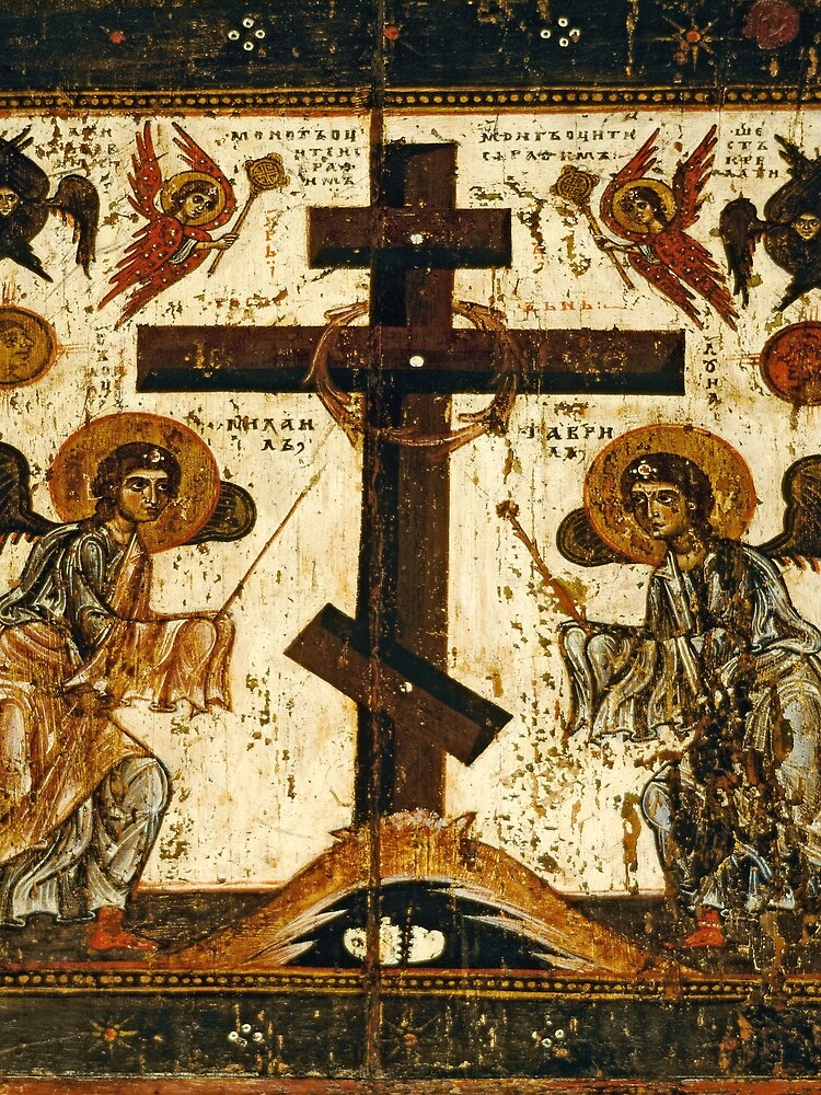 "Orthodox Icon Angels Venerating the Cross" Drawstring Bag for Sale by ...