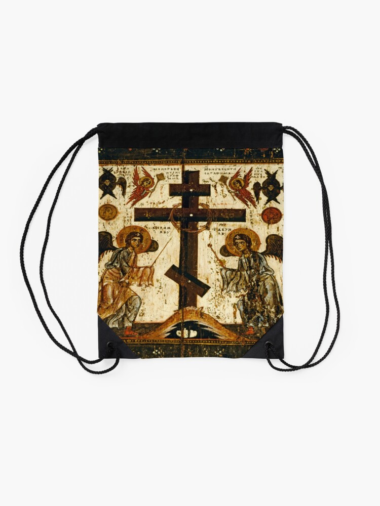 "Orthodox Icon Angels Venerating the Cross" Drawstring Bag for Sale by ...