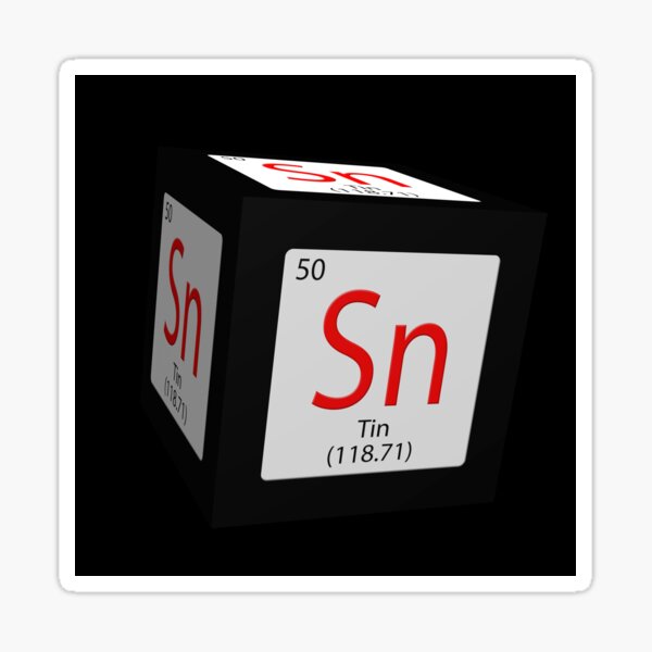 "Tin formula tile Sn. Cubed. Black background." Sticker by stuwdamdorp ...