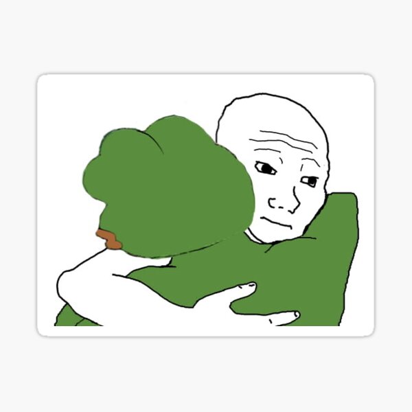 "Wojak hugging Pepe Feels reaction meme" Sticker for Sale by ...