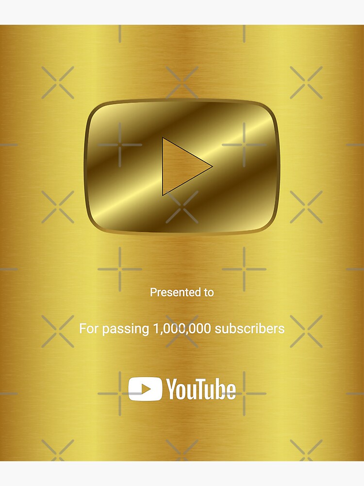 "Personalized Gold 1,000,000 YouTube Play Button Award Plaque Digital ...
