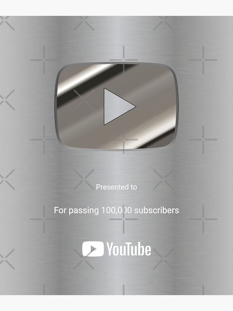 "Personalized Silver 100,000 YouTube Play Button Award Plaque Digital ...