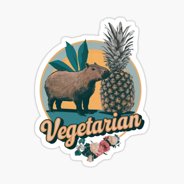 "Capybara and Pineapple, Vegetarian Design" Sticker for Sale by ...