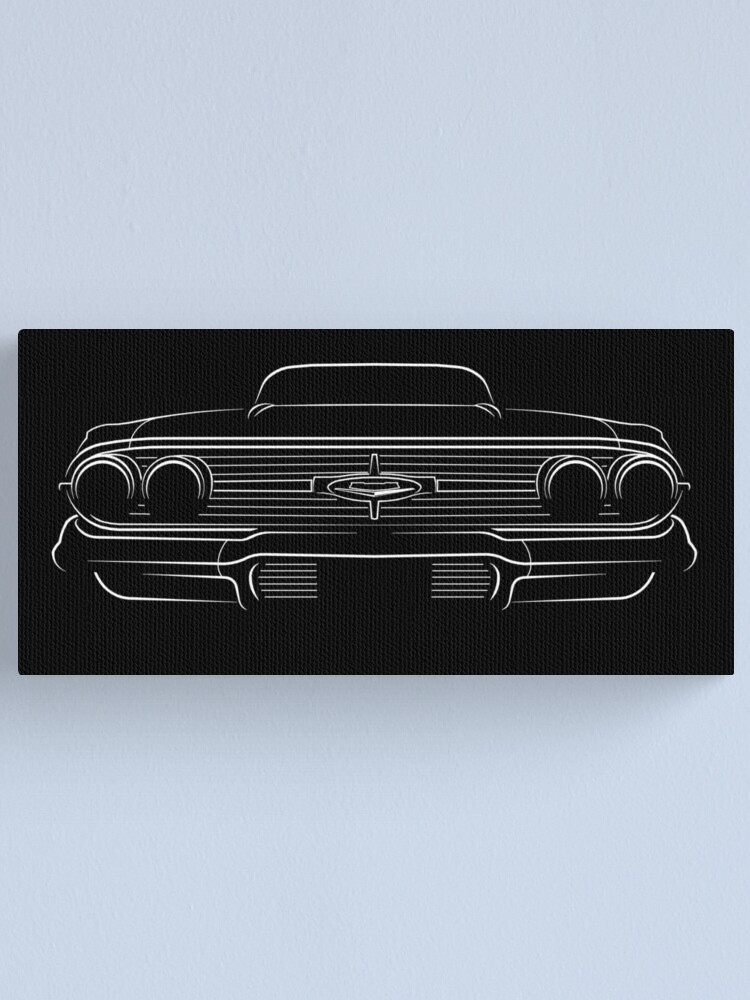 "1960 Chevy Impala - Front Stencil, white" Canvas Print for Sale by mal ...
