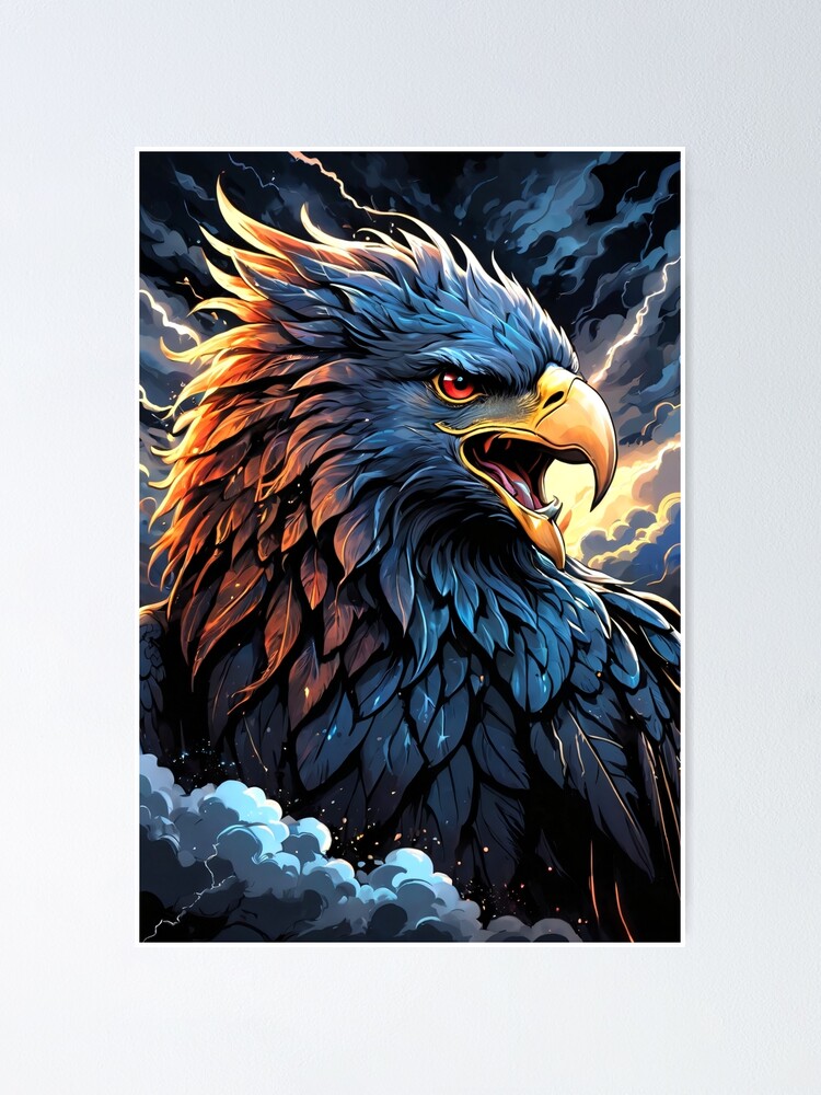"Gothic Eagle Majestic Fierce Intricate Feathers Dark Art" Poster for ...
