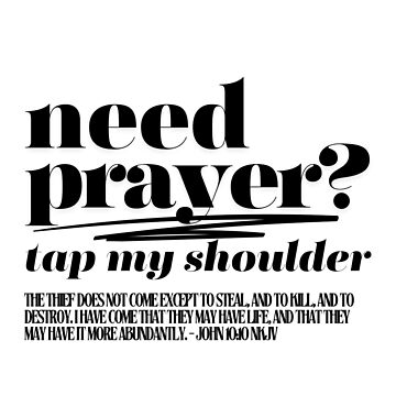 "Need prayer? Tap to my shoulder" Sticker for Sale by GTrendClothing ...