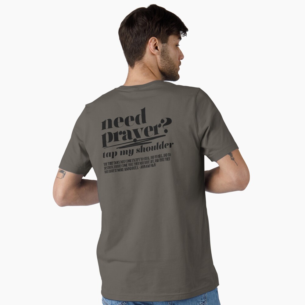 "Need prayer? Tap to my shoulder" Sticker for Sale by GTrendClothing ...