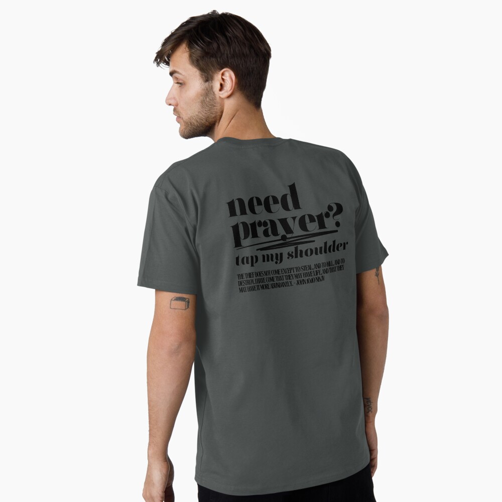 "Need prayer? Tap to my shoulder" Sticker for Sale by GTrendClothing ...