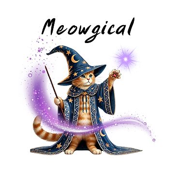 "Wizard cat casting magical spell with wand" Sticker for Sale by ...