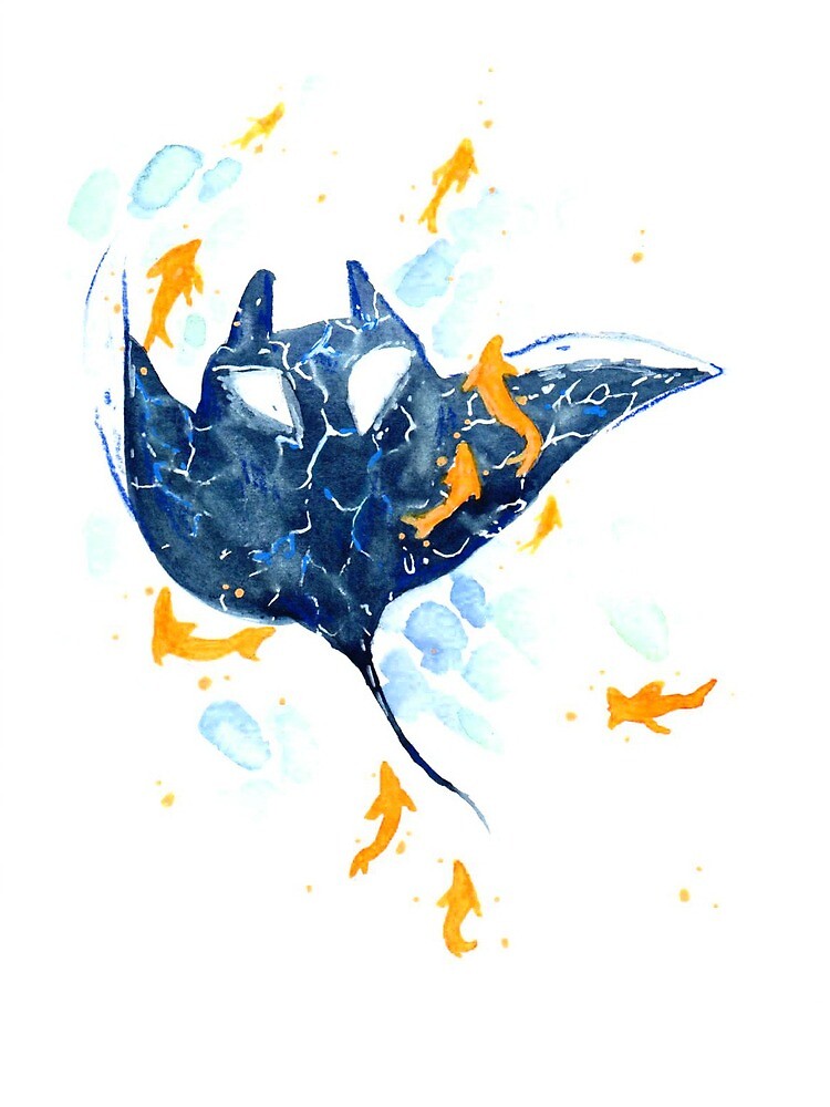 "Blue Manta Ray" by InKyLing | Redbubble