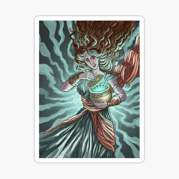 "pandora opening the box" Sticker by matintheworld | Redbubble