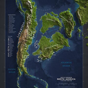 "Prehistoric North America Map - Campanian, 75 MYA" Art Board Print for ...