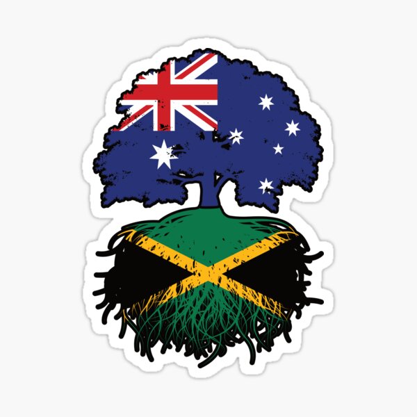 "Jamaica Jamaican Australian Australia Tree Roots Flag" Sticker for ...