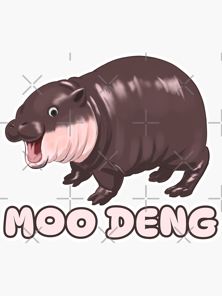 "Moo Deng baby hippo " Sticker for Sale by VoltSketches | Redbubble