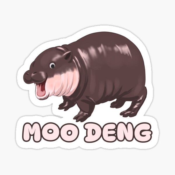 "Moo Deng baby hippo " Sticker for Sale by VoltSketches | Redbubble