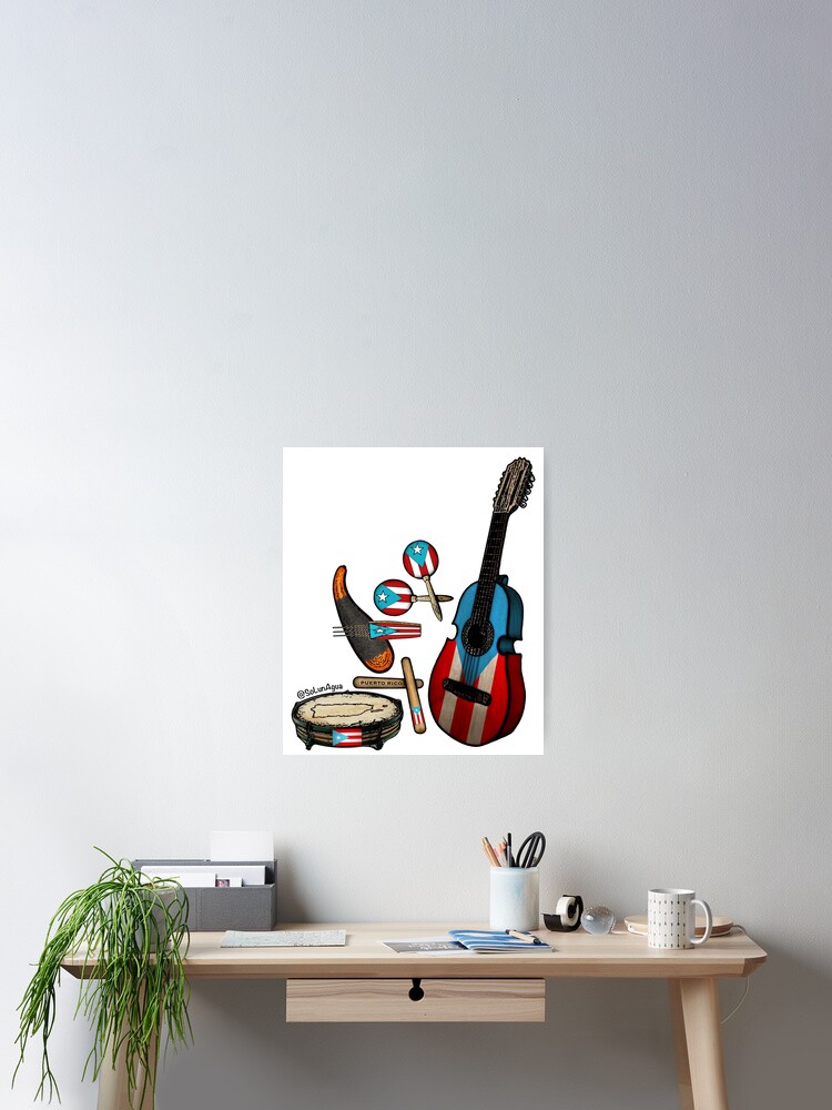 "Puerto Rican Flag Parranda Instruments" Poster for Sale by liamaris ...