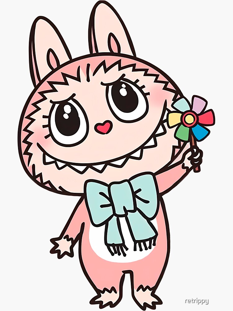 "Labubu pink Monster flower sticker" Sticker for Sale by retrippy ...