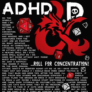 "ADHD&D | Roll for concentration | DnD (for black)" Essential T-Shirt ...