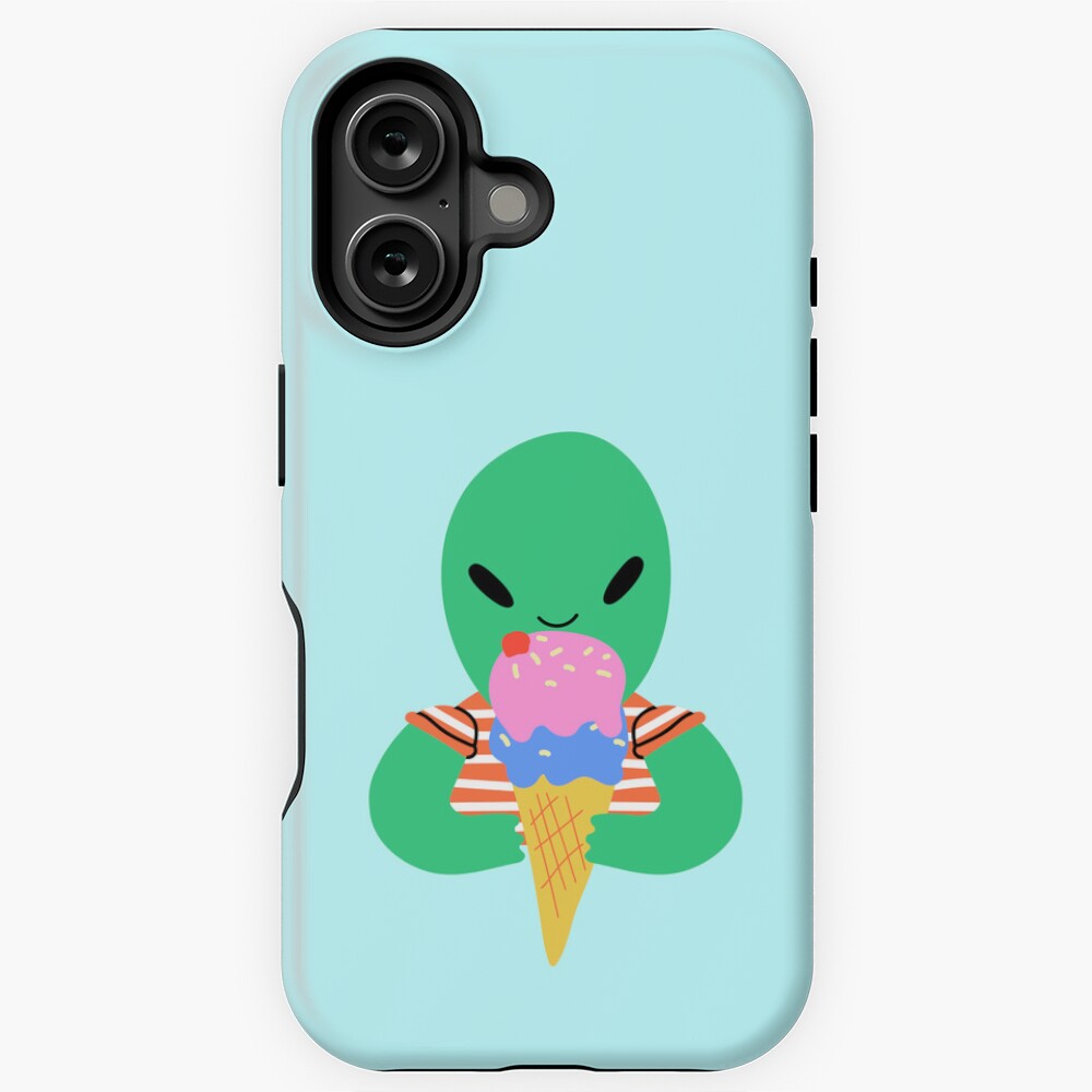 "A green alien eats ice cream" Sticker for Sale by Ichi-100 | Redbubble