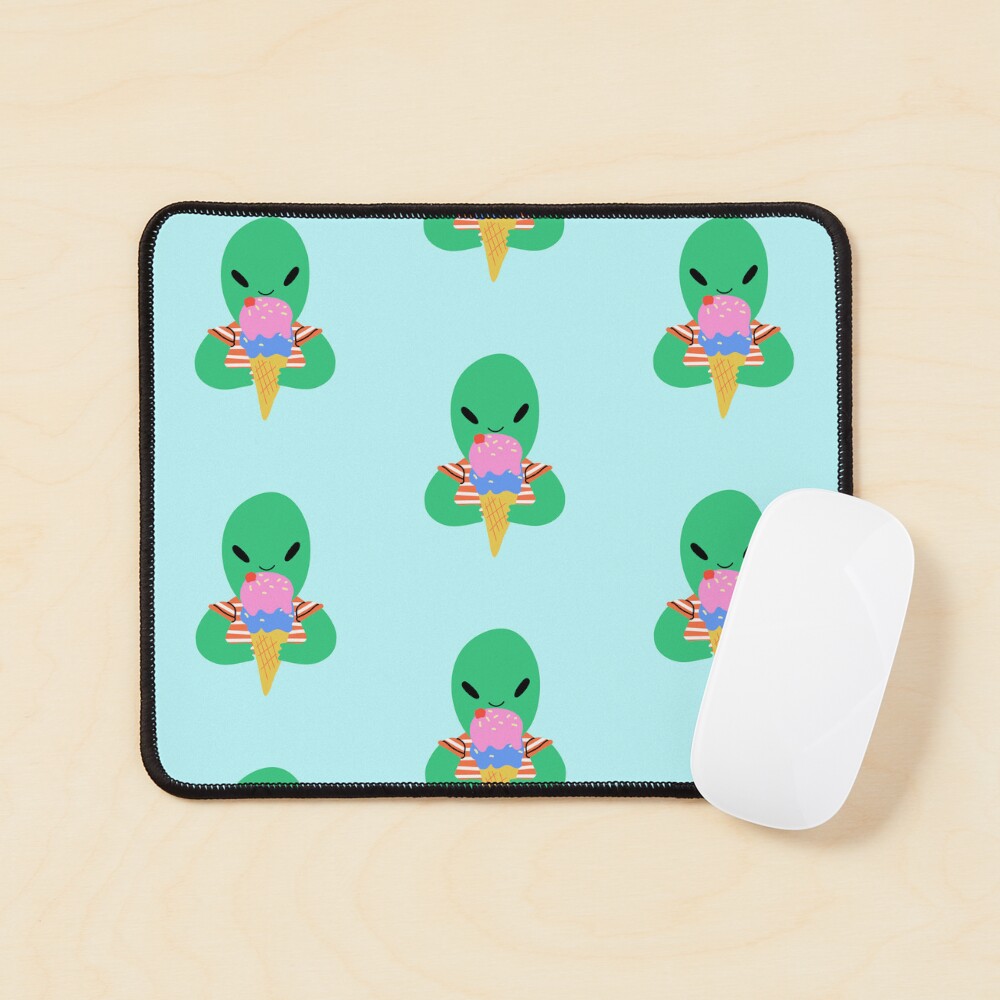 "A green alien eats ice cream" Sticker for Sale by Ichi-100 | Redbubble