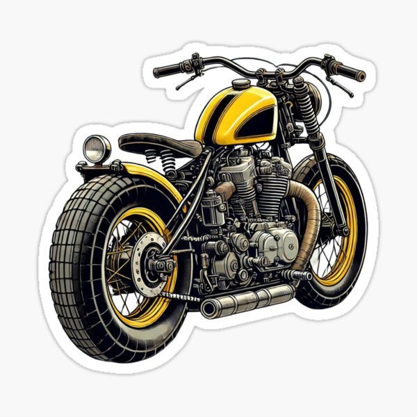 "Yellow Bobber Motorcycle" Sticker for Sale by KaelConcepts | Redbubble