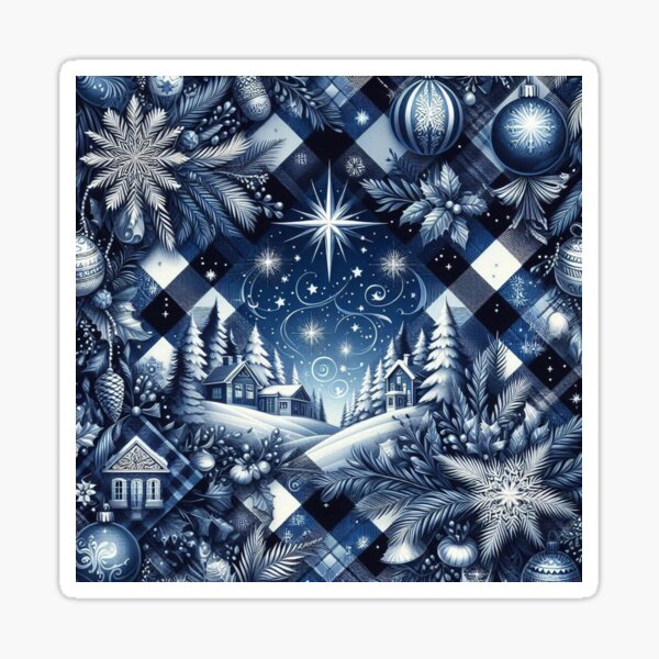 "christmas blue white flannel holiday" Sticker for Sale by HABlackwood ...