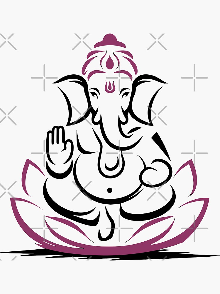 "Lord Ganesh Line Art Design" Sticker for Sale by EurekaHunters | Redbubble