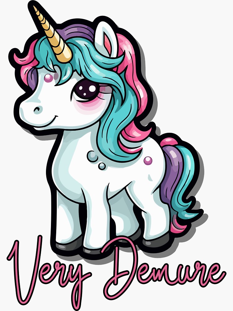 "Very Demure, Very Mindful Very Cutesy Unicorn Sticker" Sticker for ...