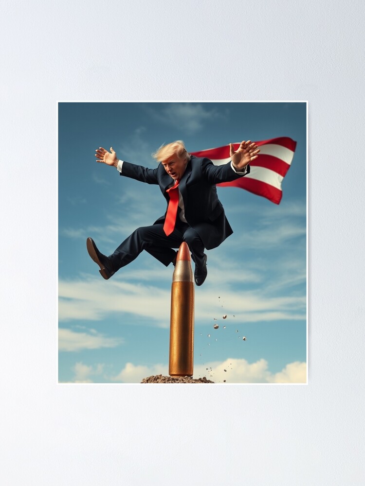 "trump jumping over a bullet, Donald Trump" Poster for Sale by ...