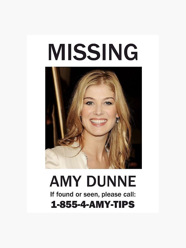 "MISSING AMY DUNNE POSTER " Sticker for Sale by sukiii13 | Redbubble