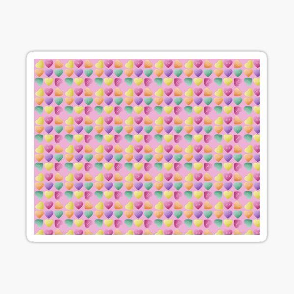 "Zef Candy Hearts Baby Pink" Sticker by LozMac | Redbubble