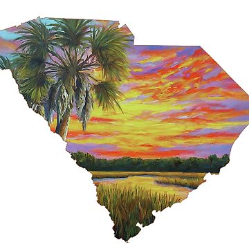 "South Carolina Low Country Sunset State Outline Sticker" Sticker for ...