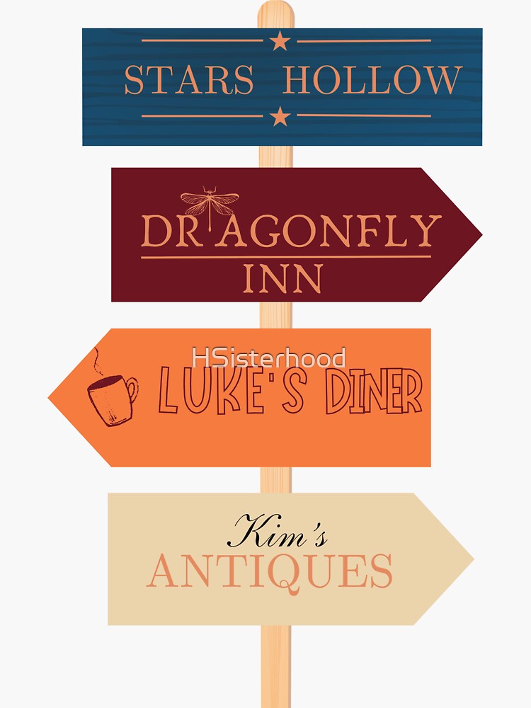 "Gilmore Girls Sticker - Stars Hollow Sign with Iconic Locations ...