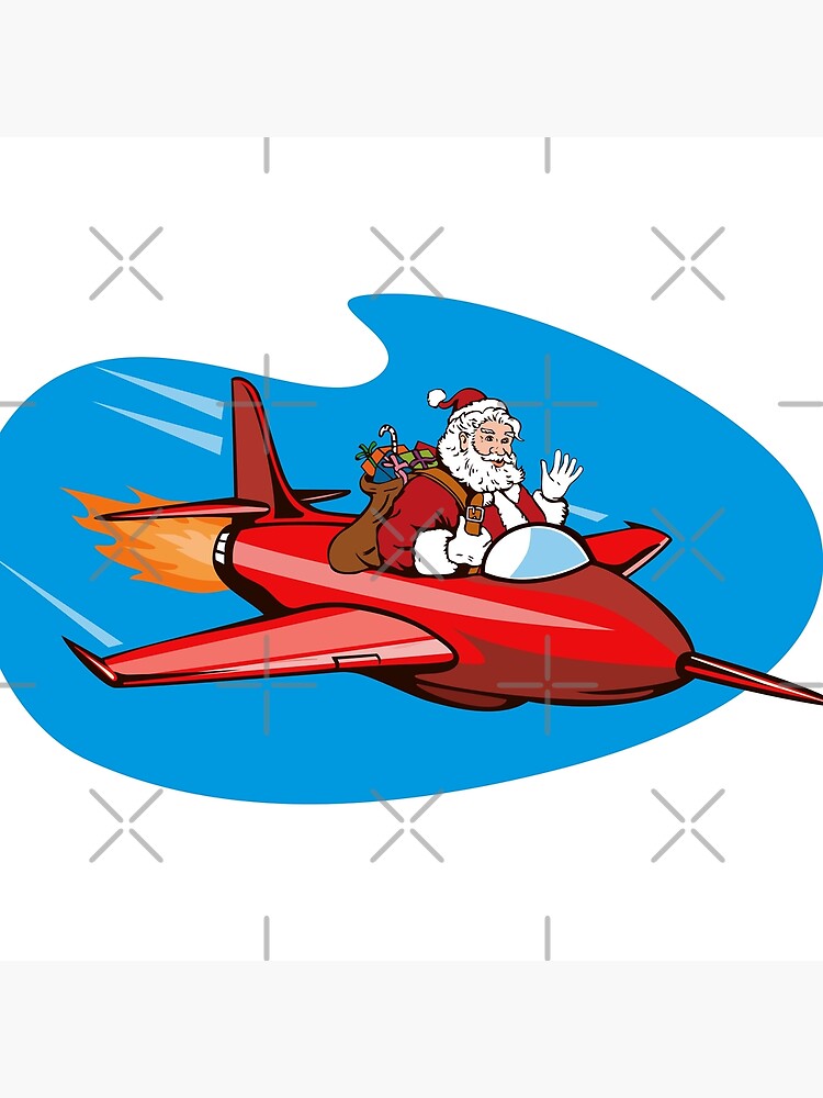 "Santa Claus Riding Jet Plane Retro" Photographic Print by retrovectors ...