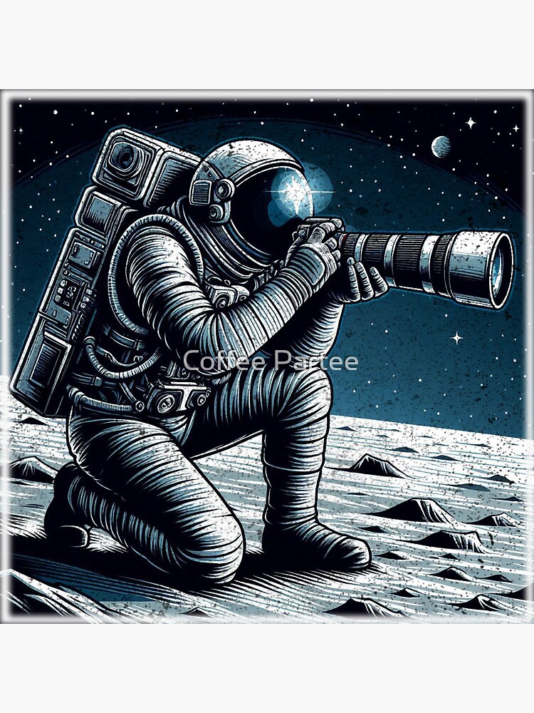 "Astronaut Taking Photos on the Moon - 2D Vector Space Illustration ...