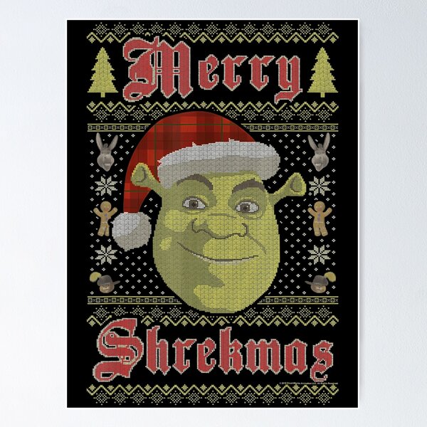 "Shrek Merry Shrekmas Ugly Sweater Style Christmas" Poster for Sale by ...
