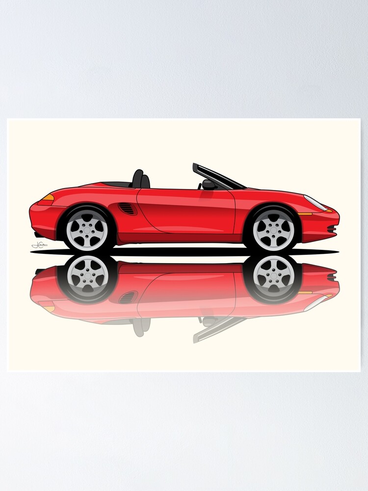 "Porsche 986 Boxster classic illustration red reflection" Poster for ...