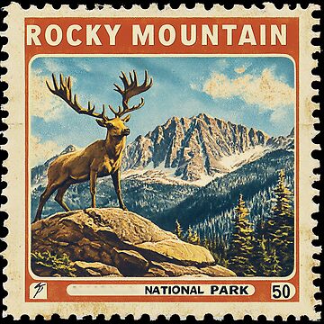 "Vintage Rocky Mountain National Park Stamp Design" Sticker for Sale by ...