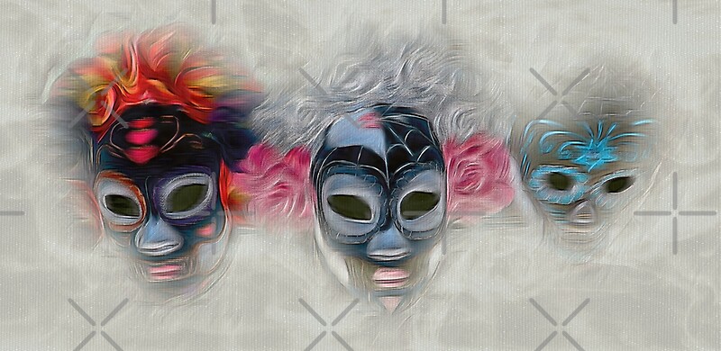"Three Masks" by CarolM | Redbubble